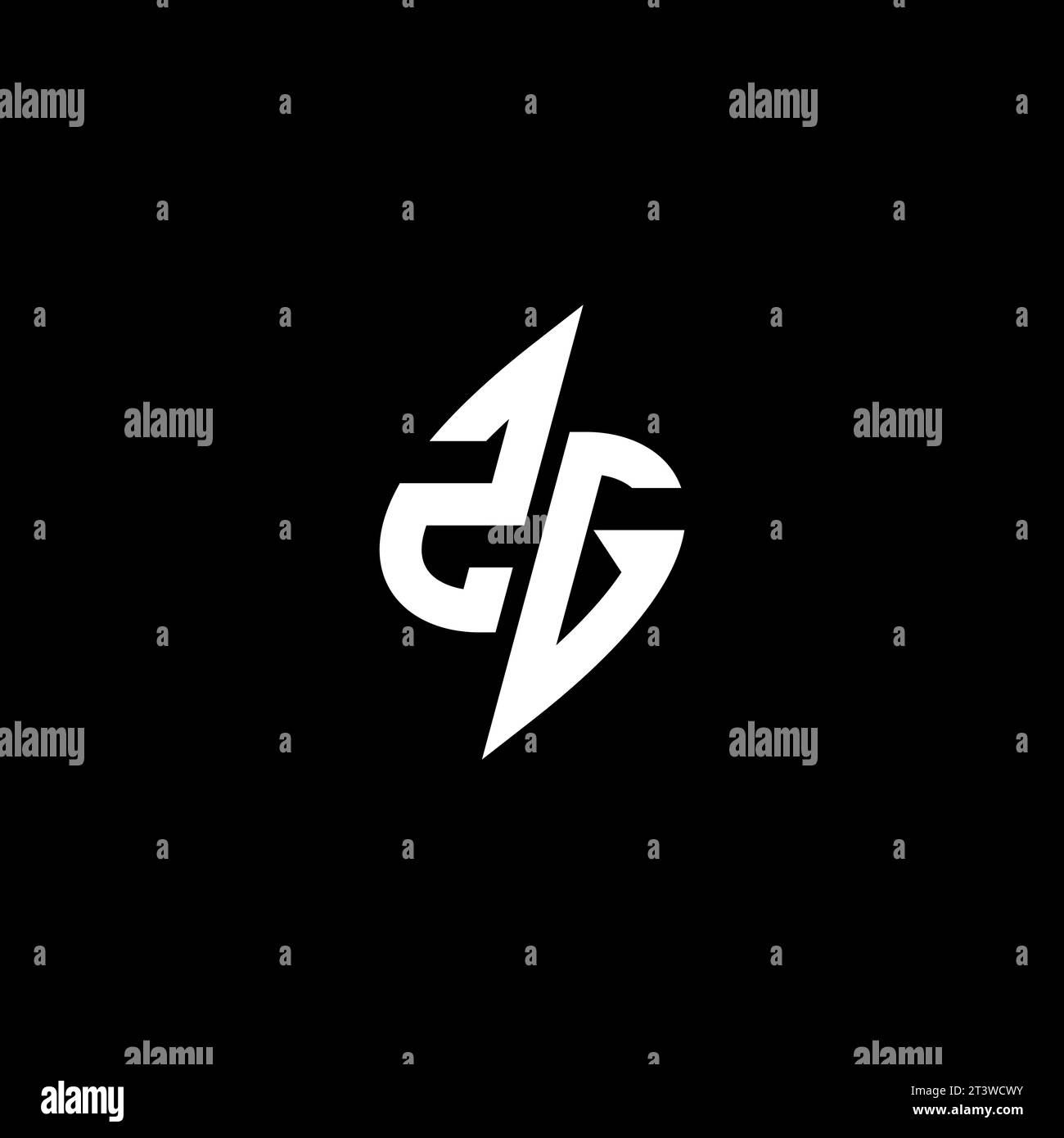 ZG monogram esport logo design with cool shape concept in vector Stock ...