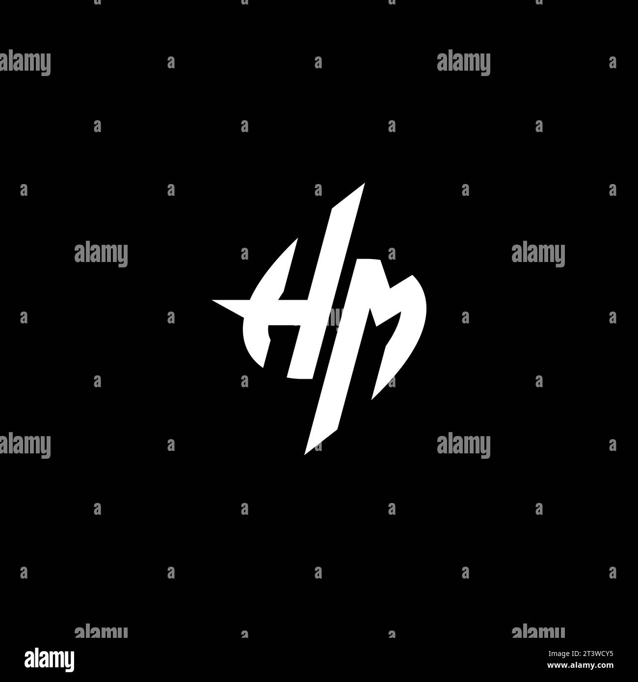 HM monogram esport logo design with cool shape concept in vector Stock ...