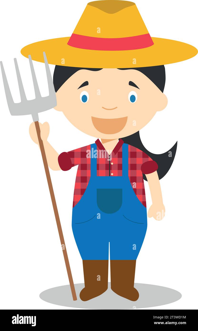 Cute cartoon vector illustration of a farmer. Women Professions Series ...