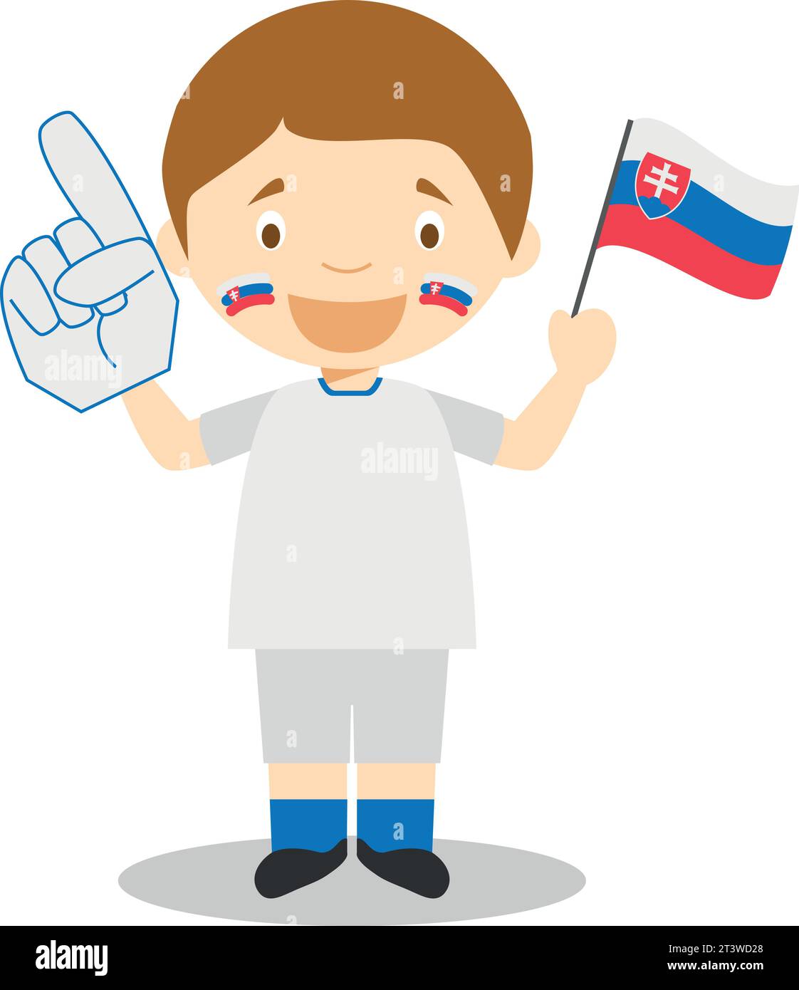 National sport team fan from Slovakia with flag and glove Vector ...