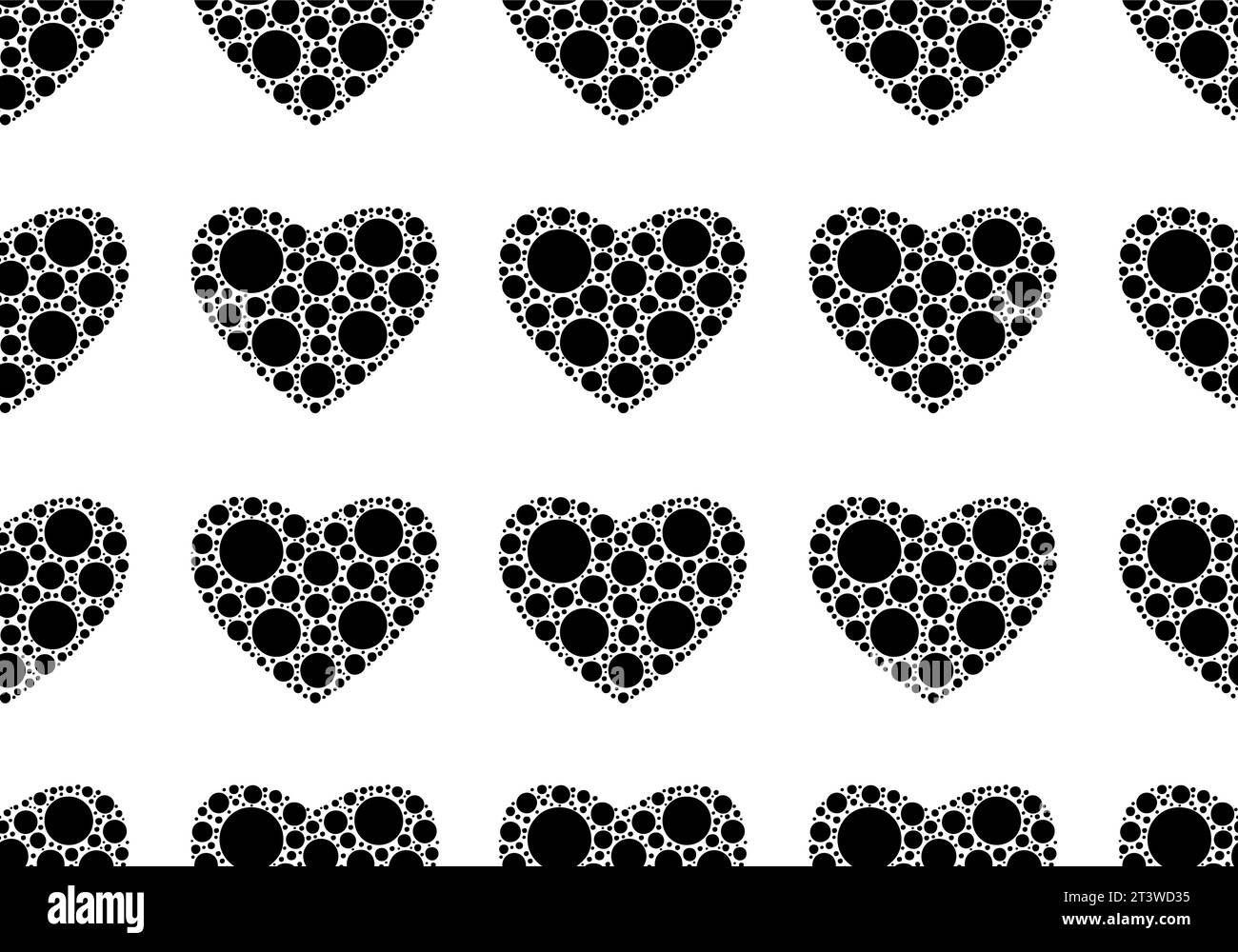 Seamless illustration of dotted hearts isolated on white background ...