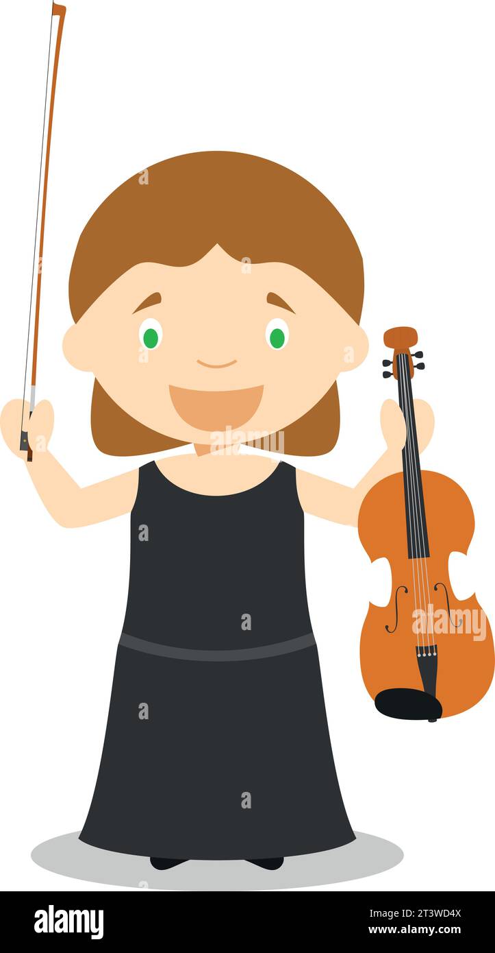 Cute cartoon vector illustration of a classic musician. Women ...