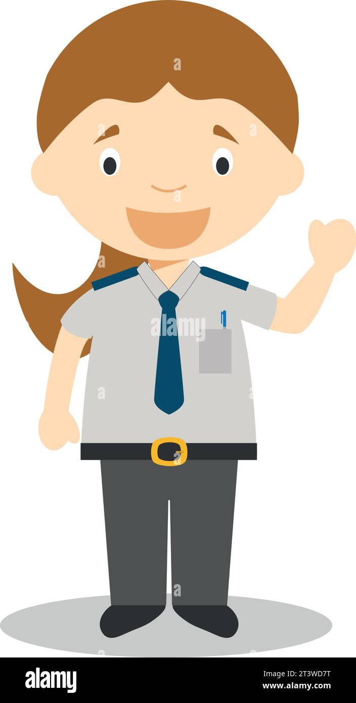 Cute cartoon vector illustration of a bus driver. Women Professions ...