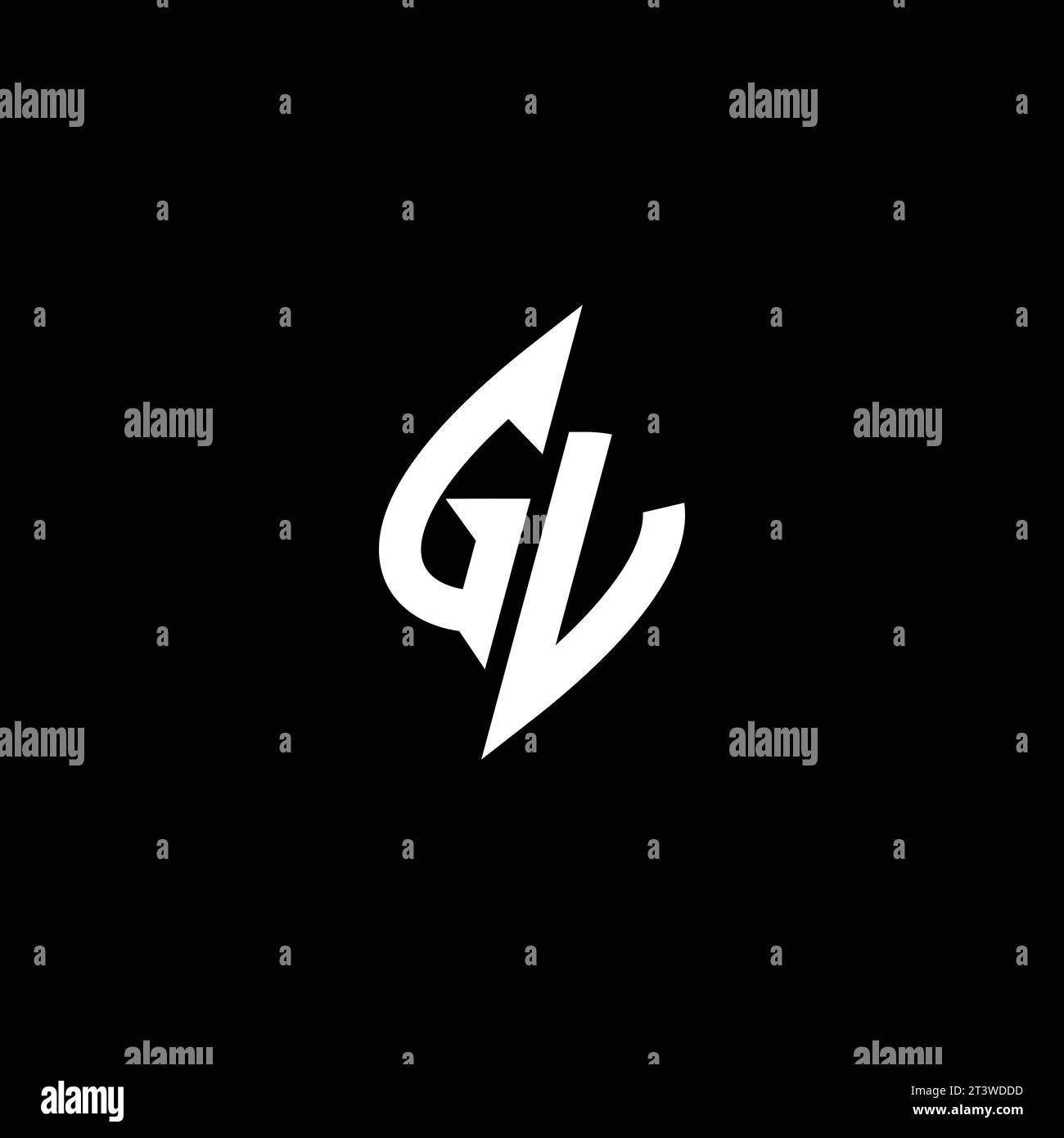 GV monogram esport logo design with cool shape concept in vector Stock ...