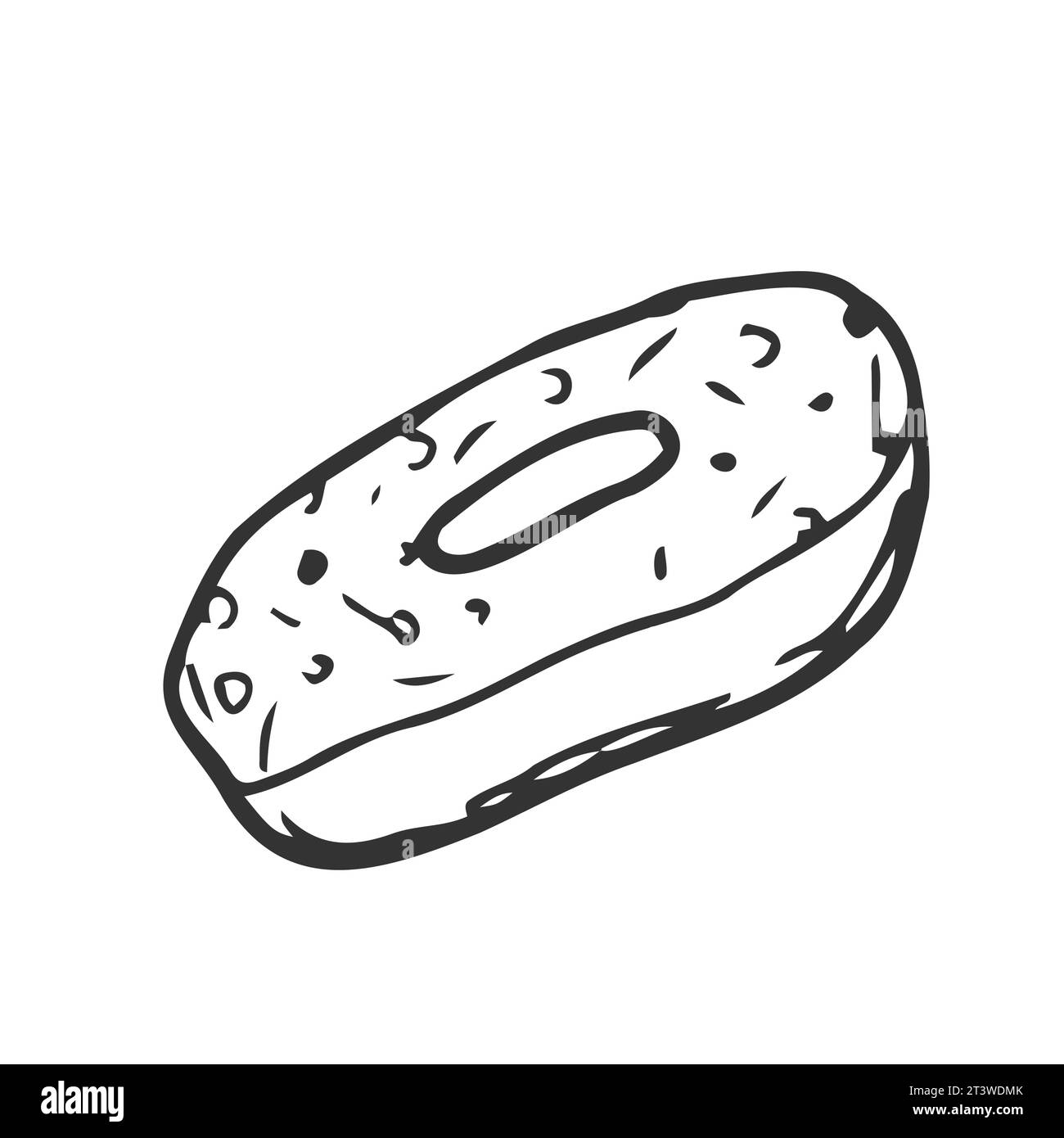 Donut illustration. Hand drawn Sketch of doughnut. Fast food ...