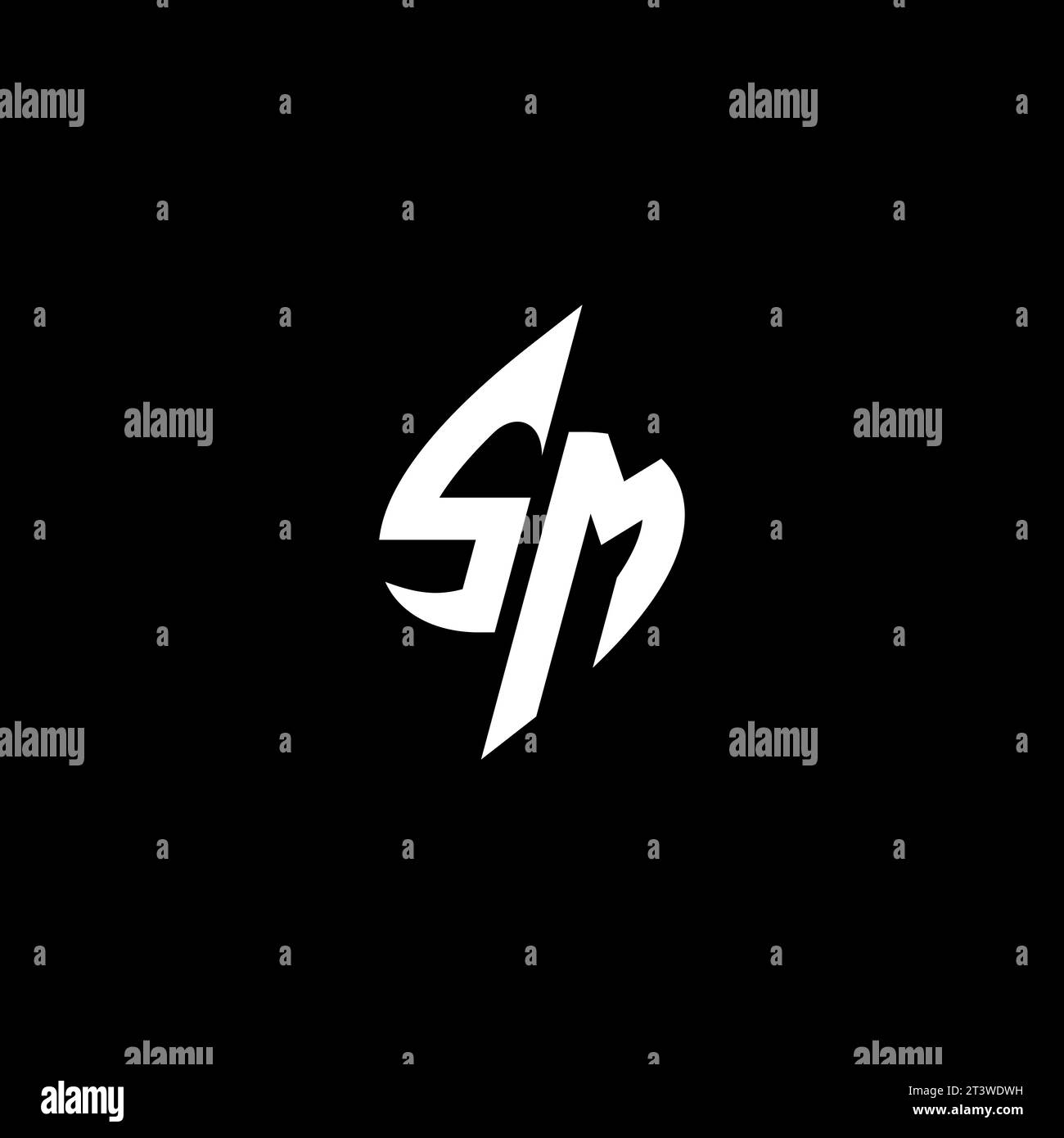 SM monogram esport logo design with cool shape concept in vector Stock ...