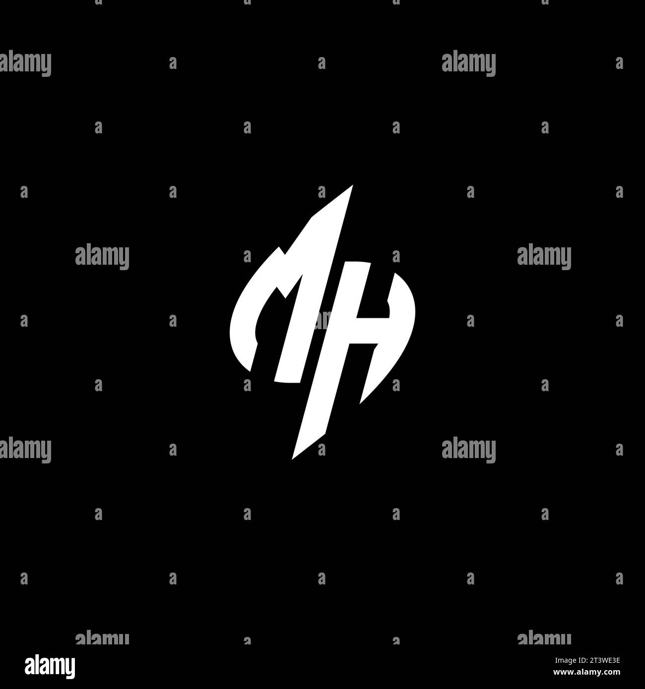 MH monogram esport logo design with cool shape concept in vector Stock ...