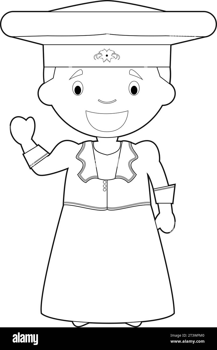 Easy coloring cartoon character from Namibia (Herero Tribe) dressed in ...