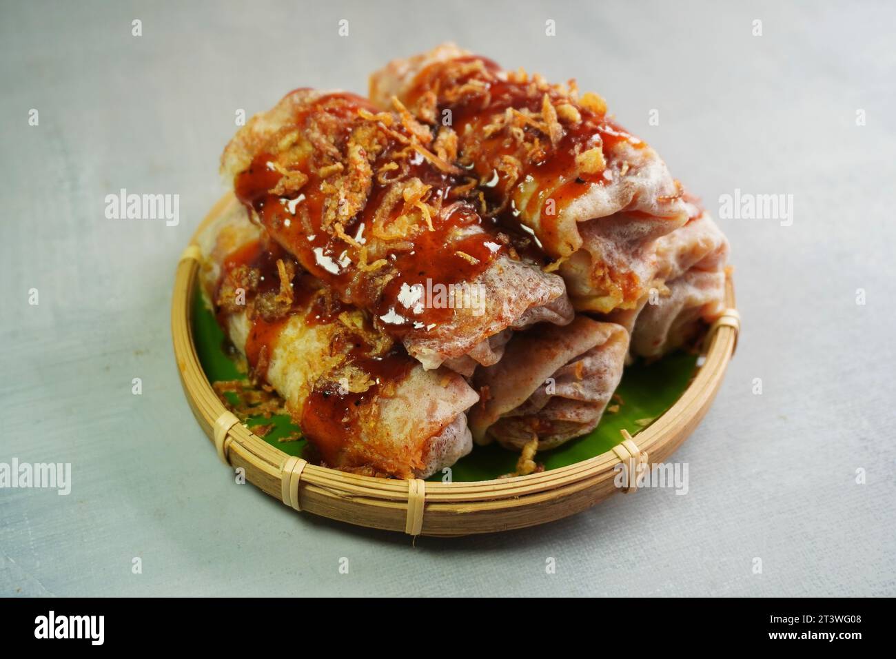 Closeup image of popia basah. This is a traditional Malaysian snack ...