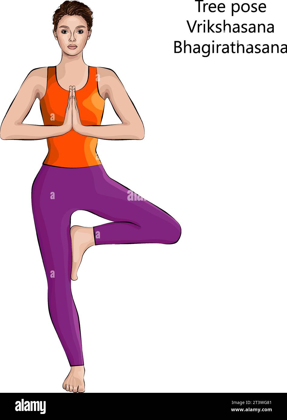 Young woman doing yoga Vrikshasana. Tree pose. Intermediate Difficulty ...