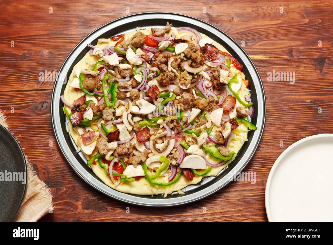 Raw homemade St Louis Style Pepperoni Pizza. No yeast, lots of bacon ...