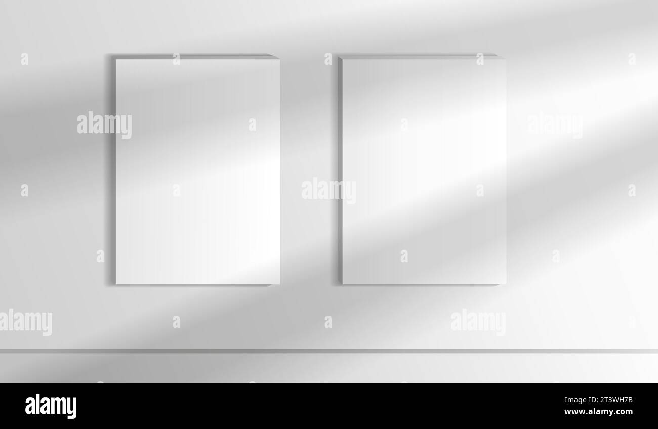 Mockup poster with shadow blinds from window. Mock up sheet paper ...