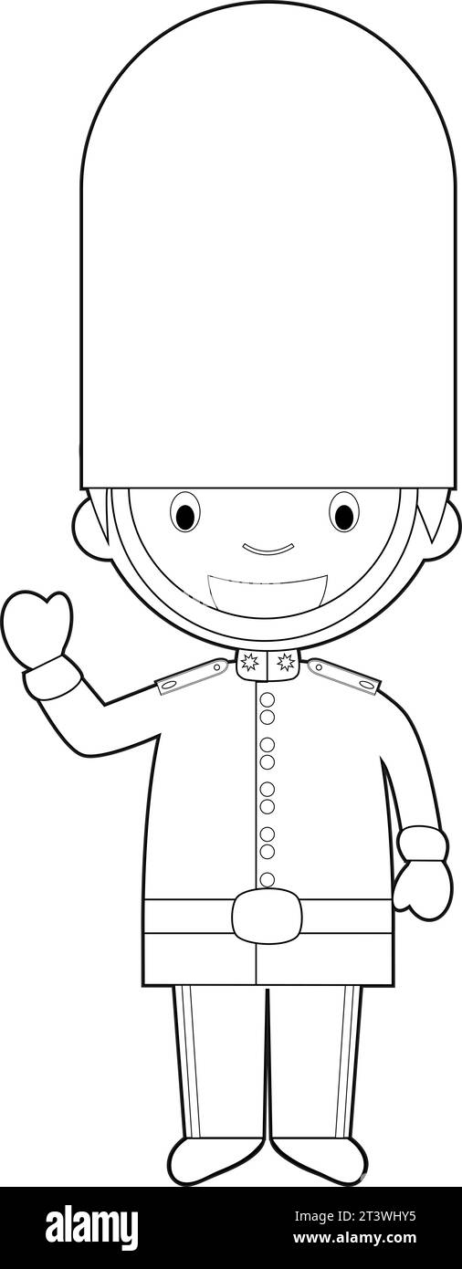 Easy coloring cartoon character from England dressed in the traditional ...