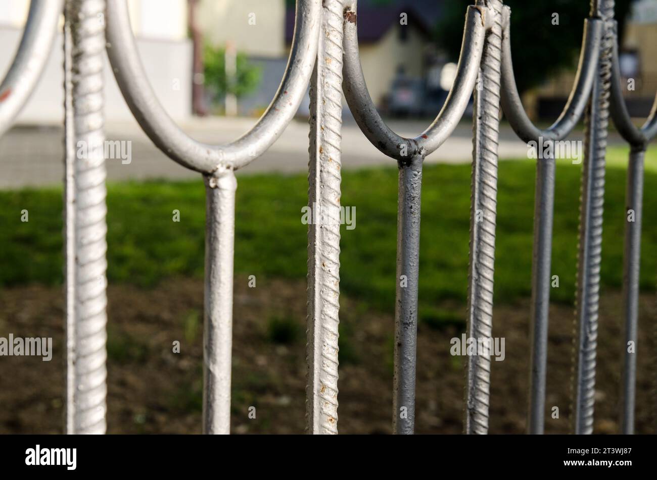 Metal fence as a symbol of a restricted area, prohibited zone, private ...