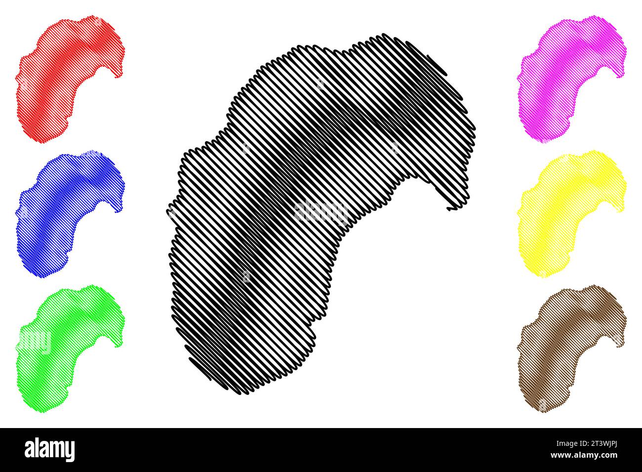 Lake Mashu (Japan, Hokkaido) map vector illustration, scribble sketch ...