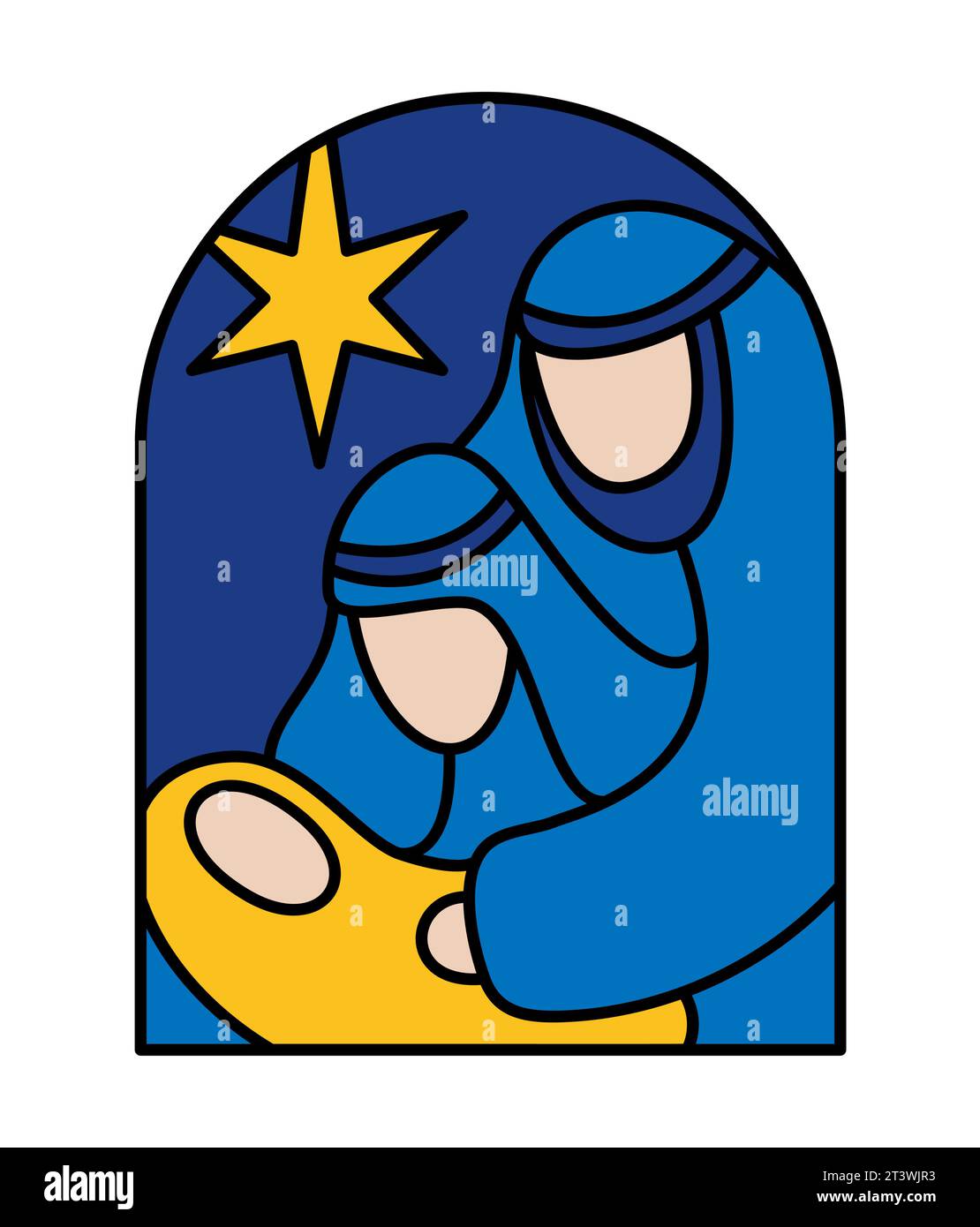 Color Christmas Vector Christian icon baby Jesus with Mary and Joseph ...