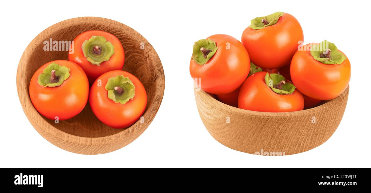 Persimmon fruit isolated on white background with full depth of field ...