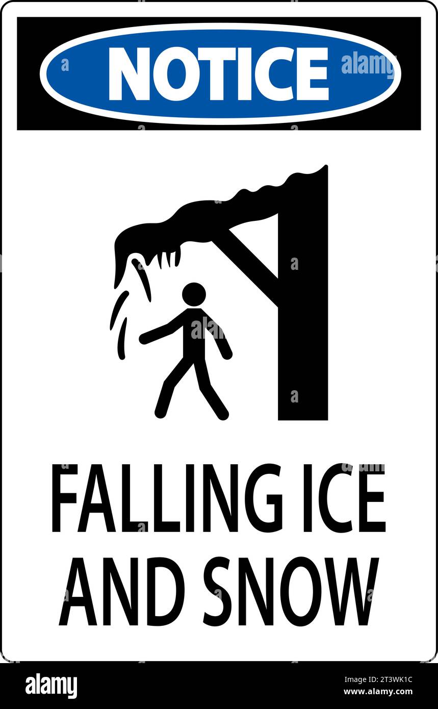 Ice and Snow Warning Sign Caution - Falling Ice And Snow Sign Stock ...