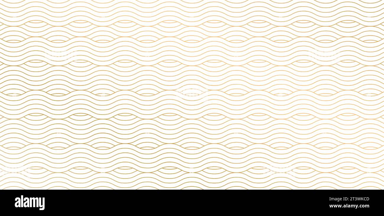 Vector illustration Seamless pattern with golden wavy lines on white ...