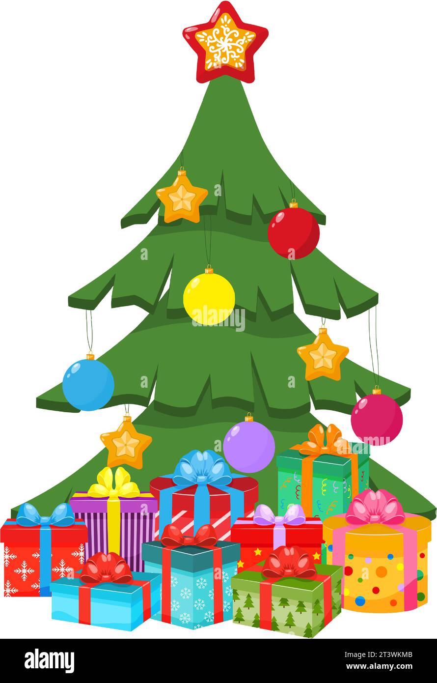 Tree illustration gift box Stock Vector Images - Alamy