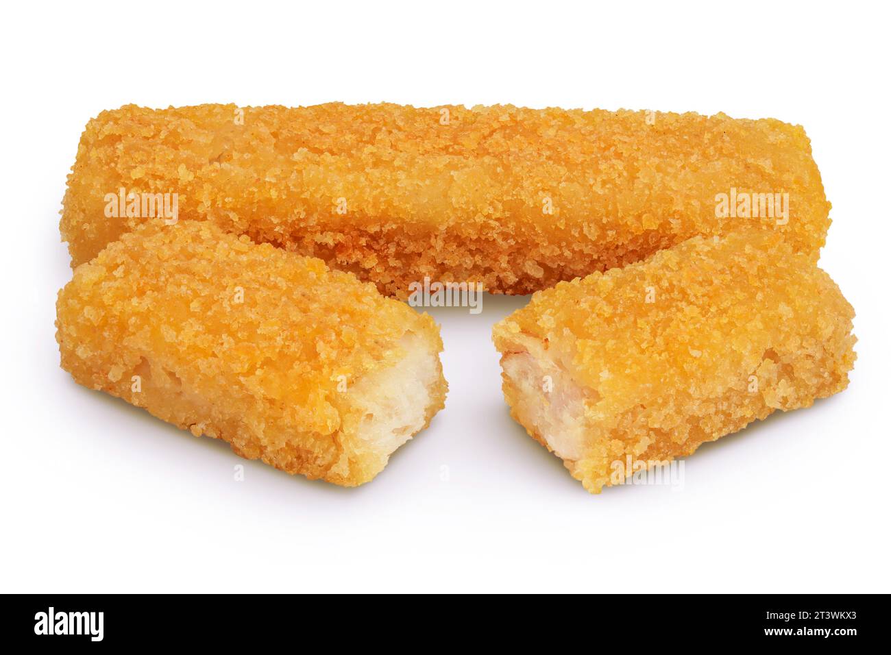 Fish finger or stick isolated on white background with full depth of ...