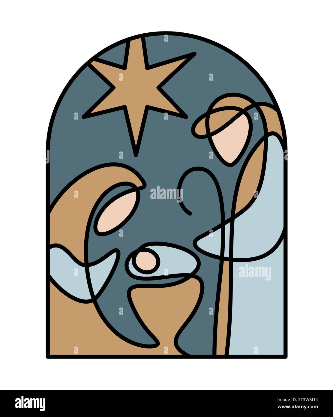 Color Christmas Vector Christian icon baby Jesus with Mary and Joseph ...