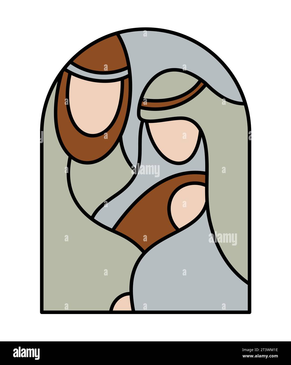 Color Christmas Vector Christian icon religious Nativity Scene of baby ...