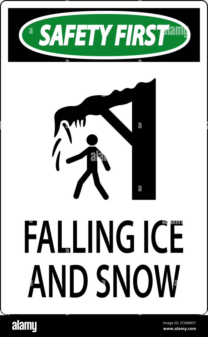Ice and Snow Warning Sign Caution - Falling Ice And Snow Sign Stock ...