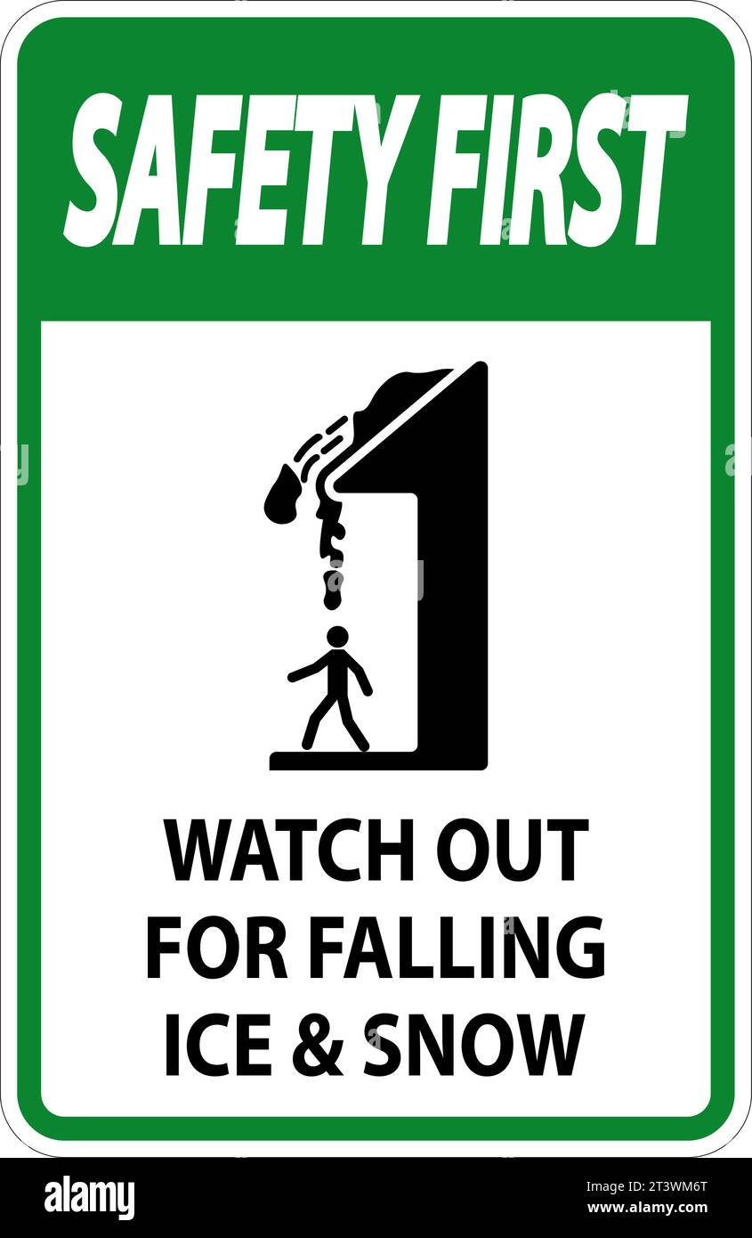 Safety First Sign Watch Out For Falling Ice And Snow Stock Vector Image ...