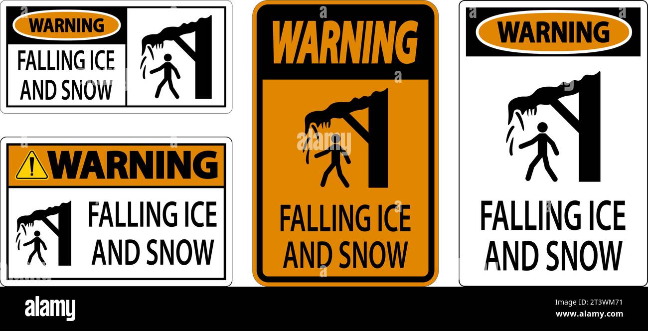Ice and Snow Warning Sign Caution - Falling Ice And Snow Sign Stock ...
