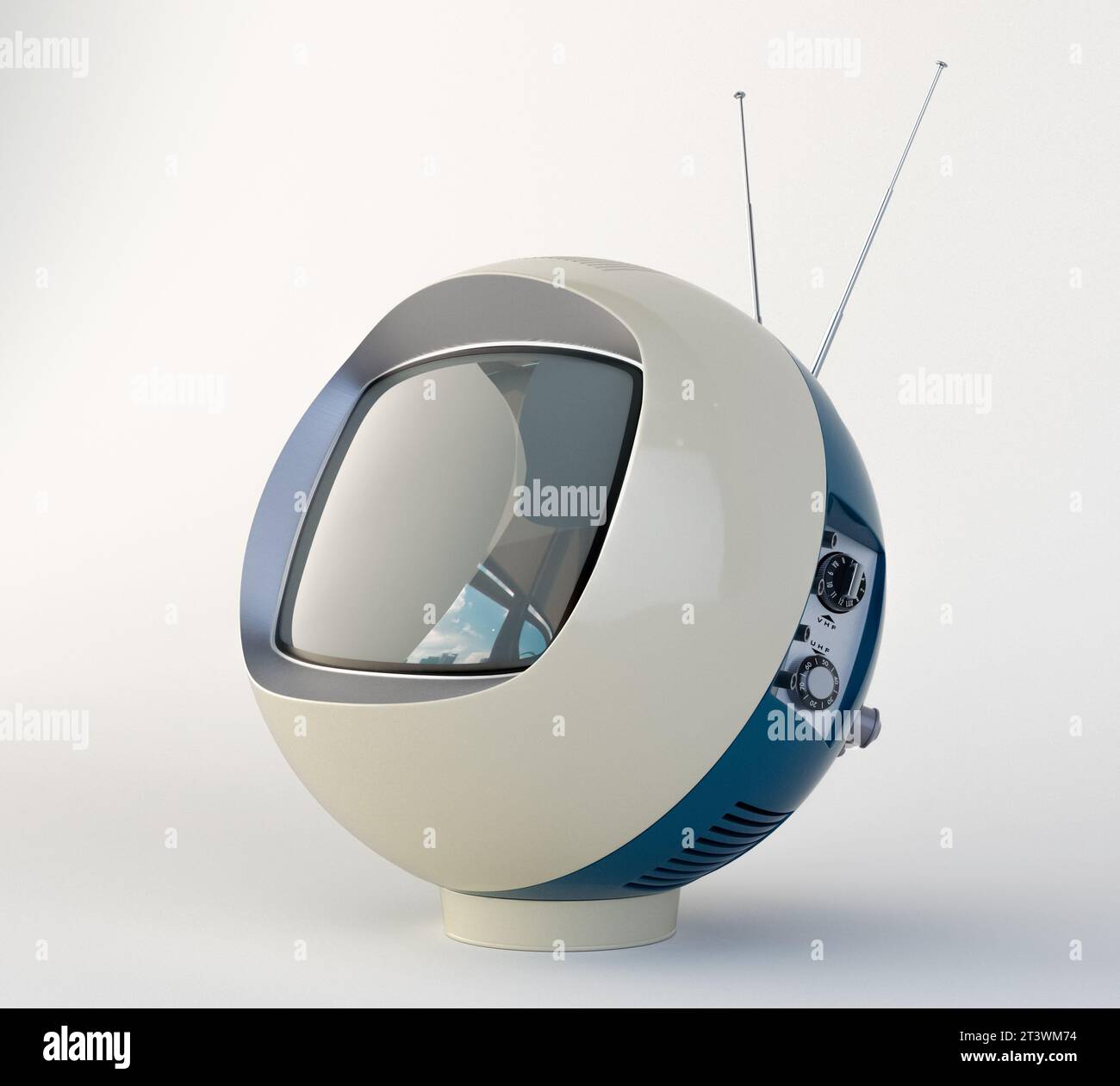 A sphere shaped vintage futurism retro television from the seventies ...