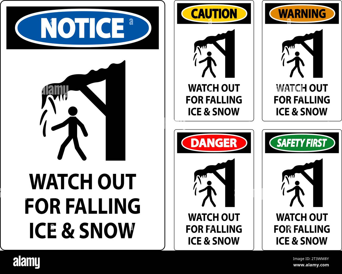 Caution Sign Watch Out For Falling Ice And Snow Stock Vector Image ...
