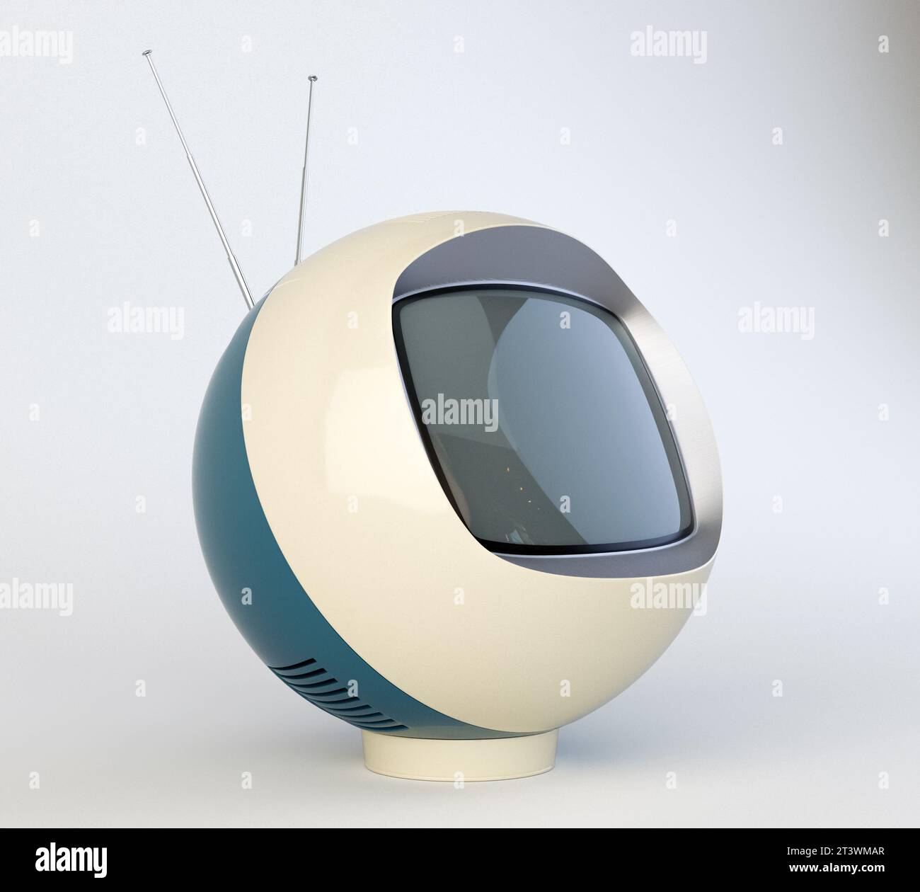 A sphere shaped vintage futurism retro television from the seventies ...