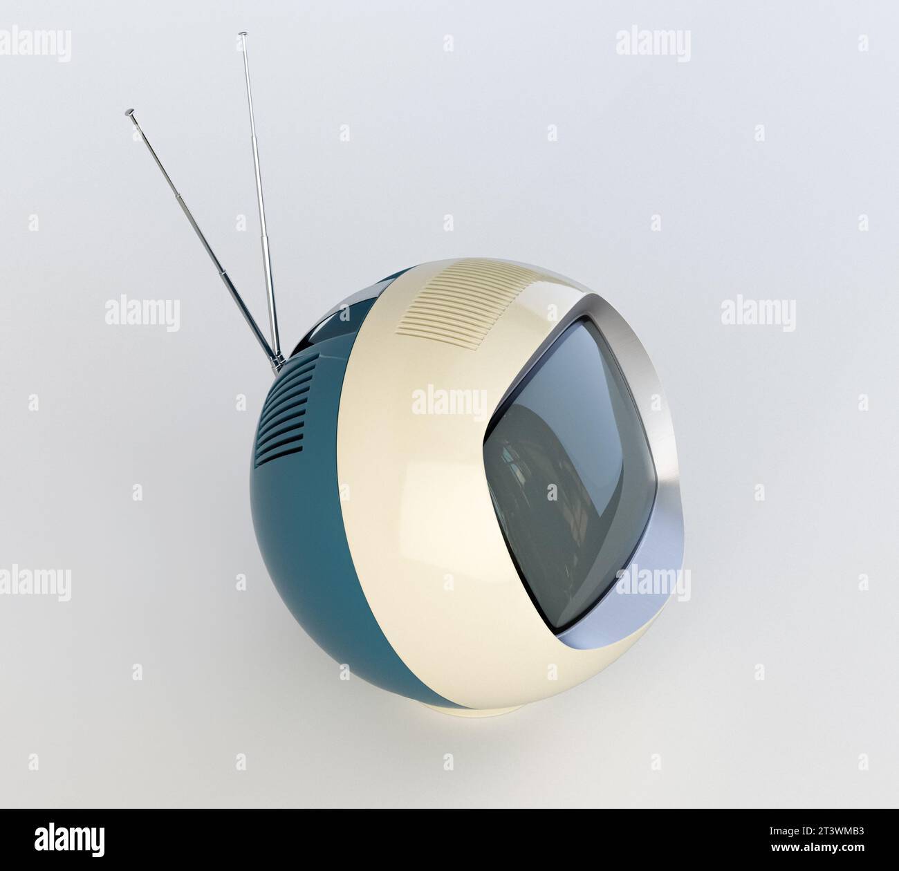 A sphere shaped vintage futurism retro television from the seventies ...