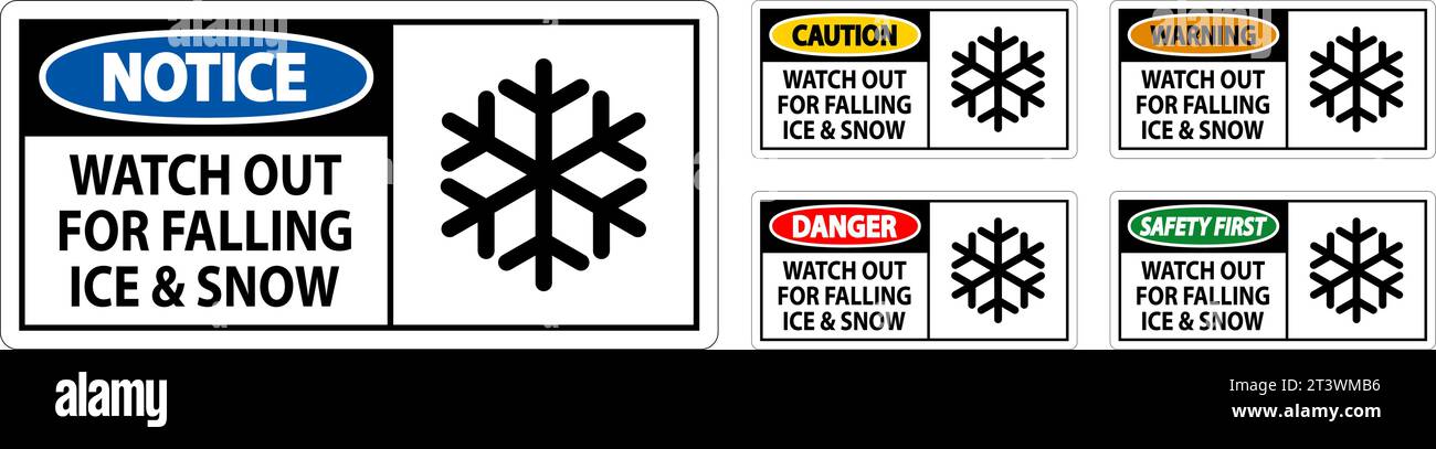 Caution Sign Watch Out For Falling Ice And Snow Stock Vector Image ...