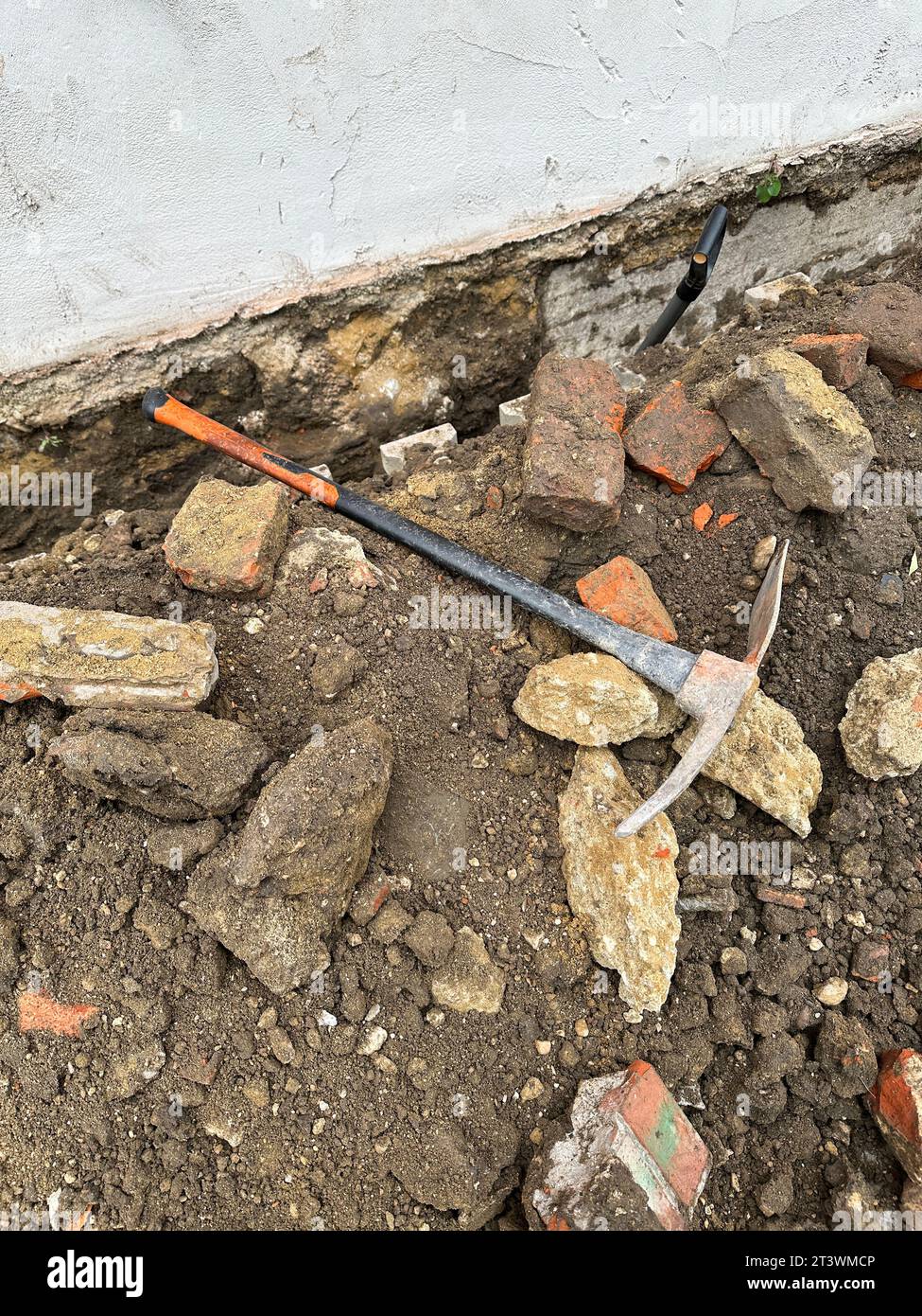 Pickaxe at the scene of a construction site Stock Photo - Alamy