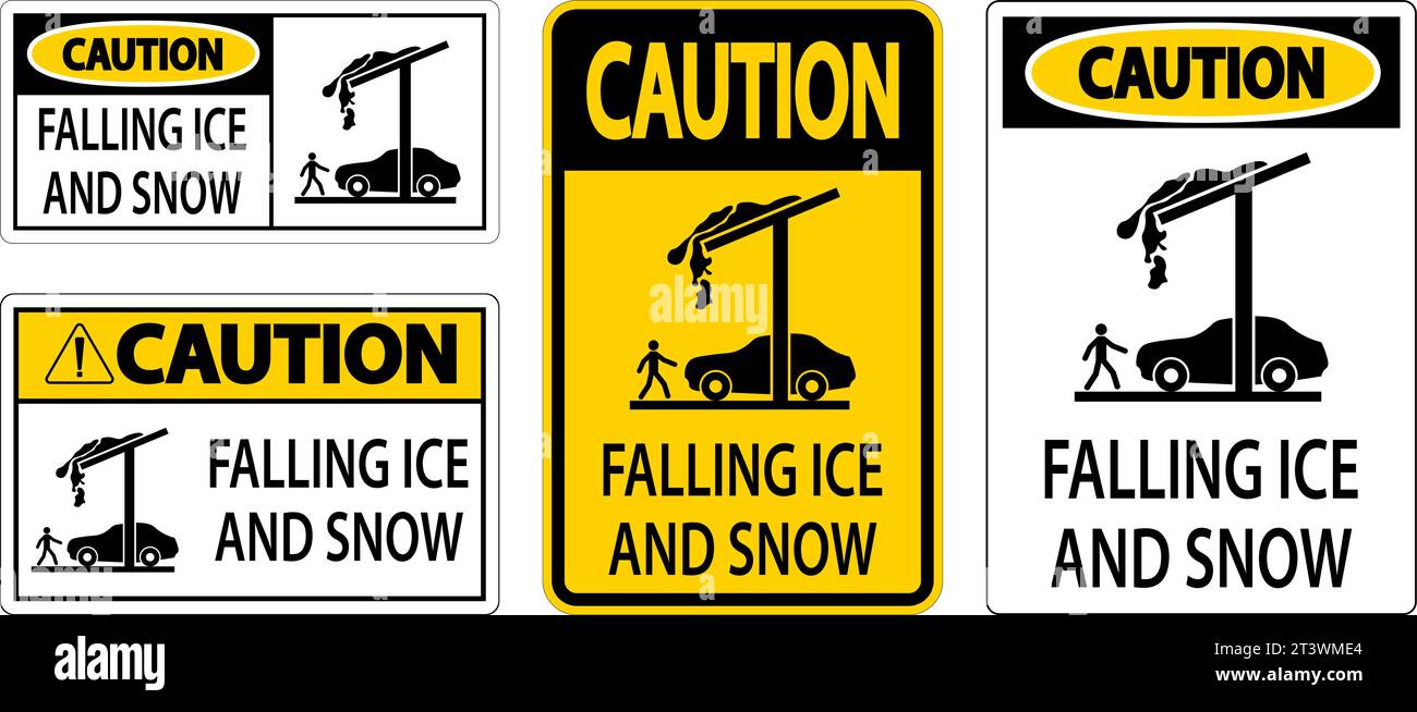 Ice and Snow Caution Sign Caution - Falling Ice And Snow Sign Stock ...