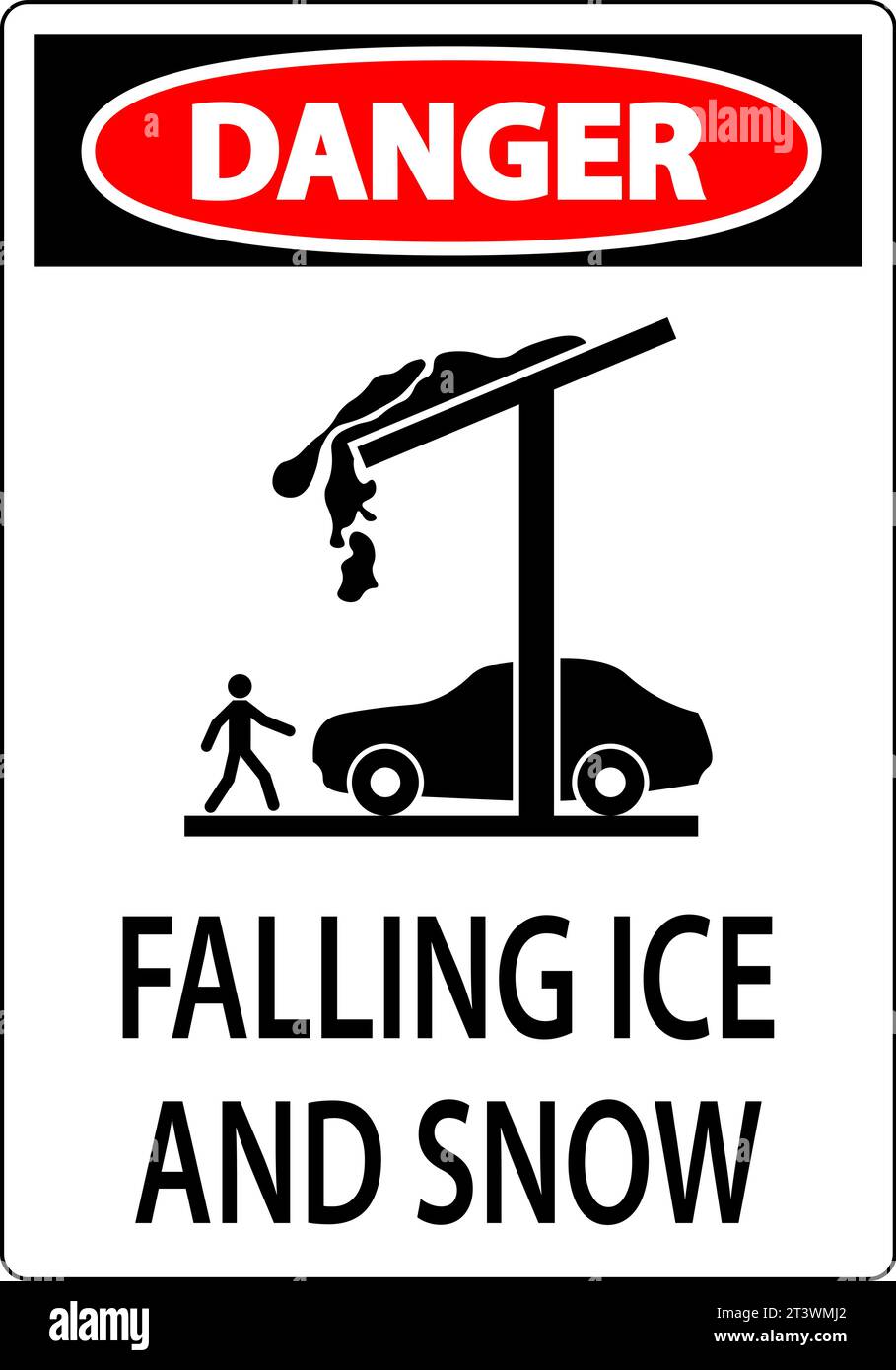 Ice and Snow Danger Sign Caution - Falling Ice And Snow Sign Stock ...