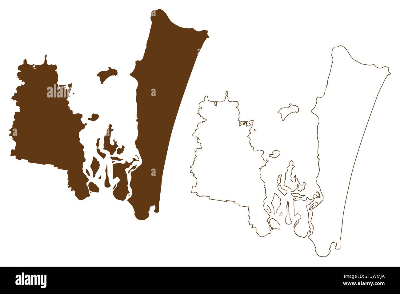 Redland City (Commonwealth of Australia, Queensland state) map vector ...