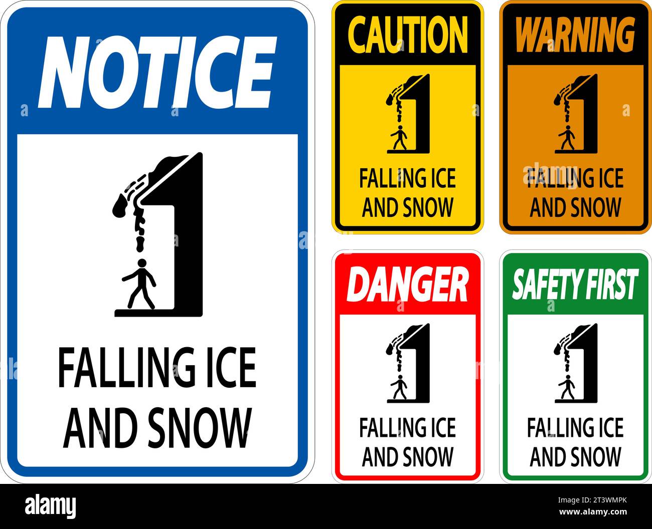 Ice and Snow Warning Sign Caution - Falling Ice And Snow Sign Stock ...