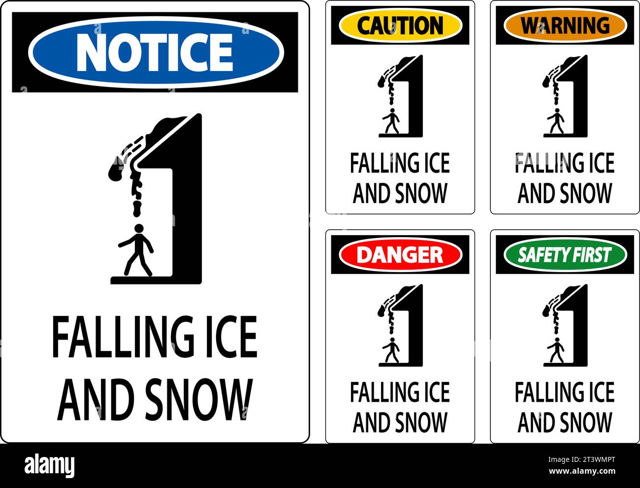 Ice and Snow Warning Sign Caution - Falling Ice And Snow Sign Stock ...
