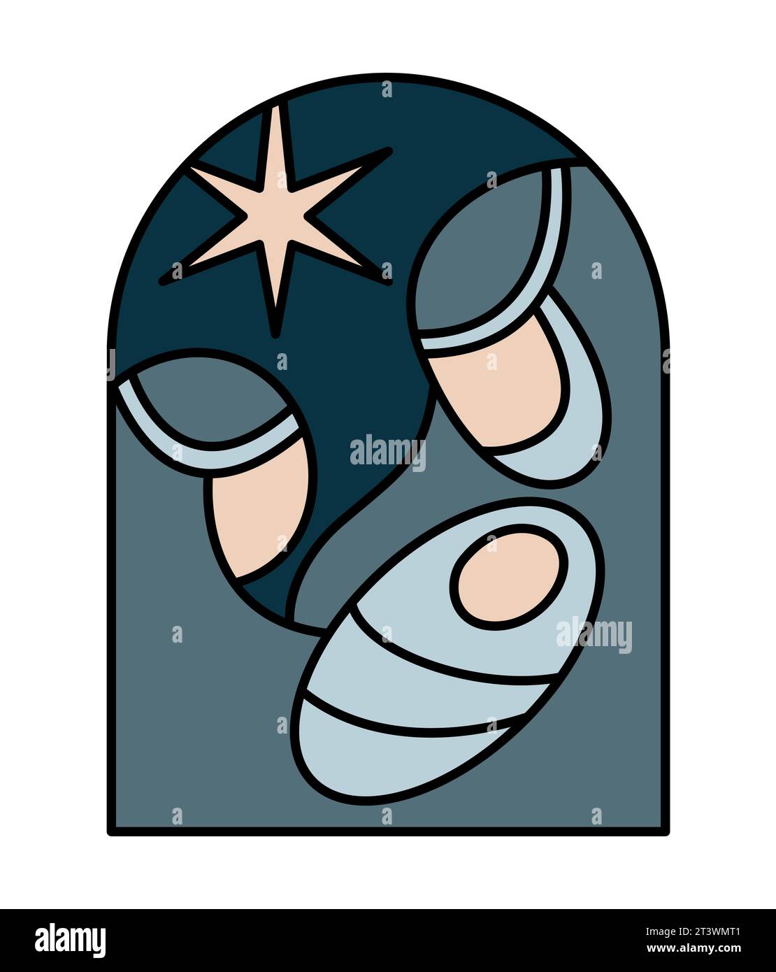 Color Christmas Vector Christian icon baby Jesus with Mary and Joseph ...