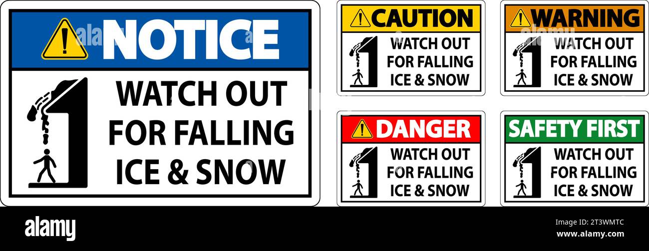 Caution Sign Watch Out For Falling Ice And Snow Stock Vector Image ...