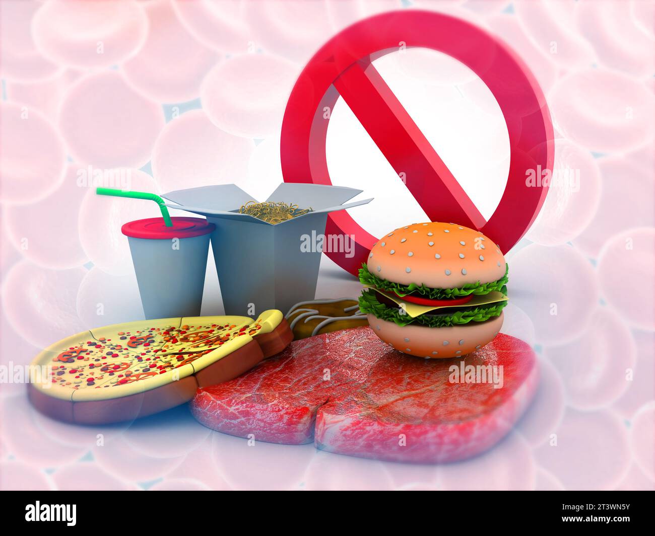 Forbidden fast food. 3d render Stock Photo - Alamy