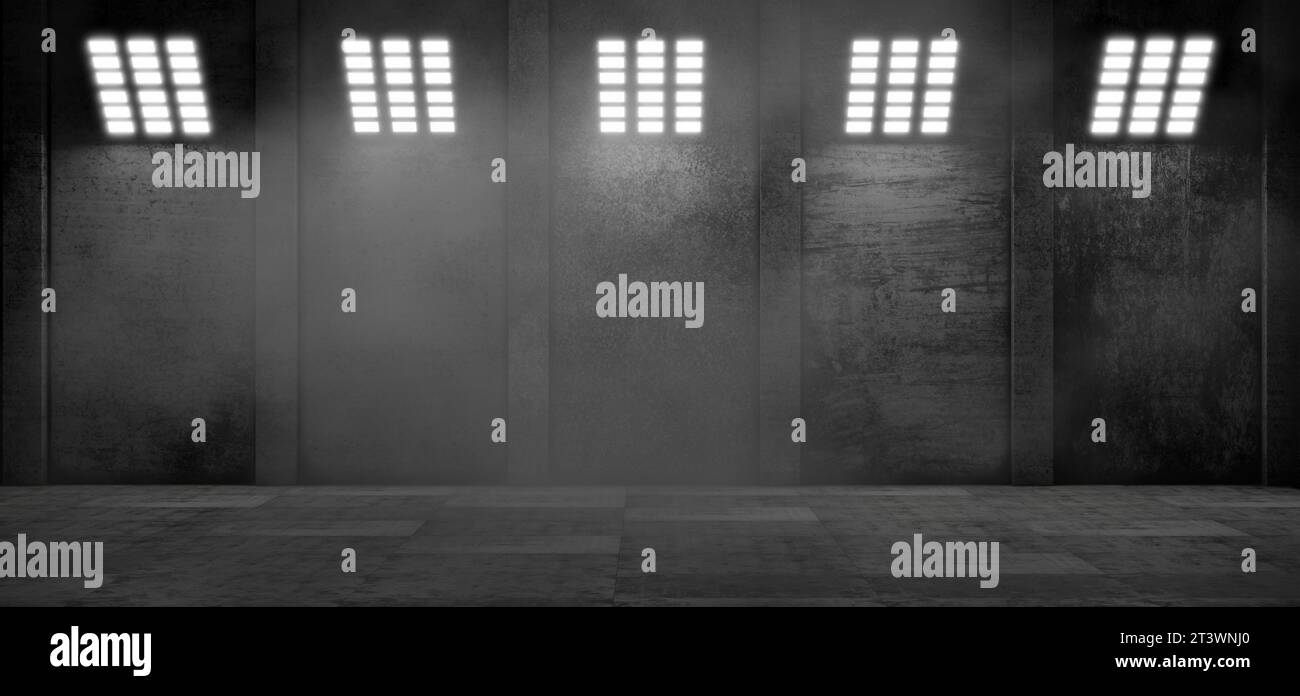 Concrete. Spotlighting. Futuristic corridor. Showroom. Concrete ...