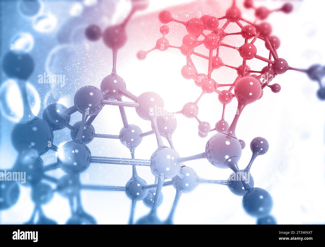 Molecules on abstract scientific background. 3d render Stock Photo - Alamy