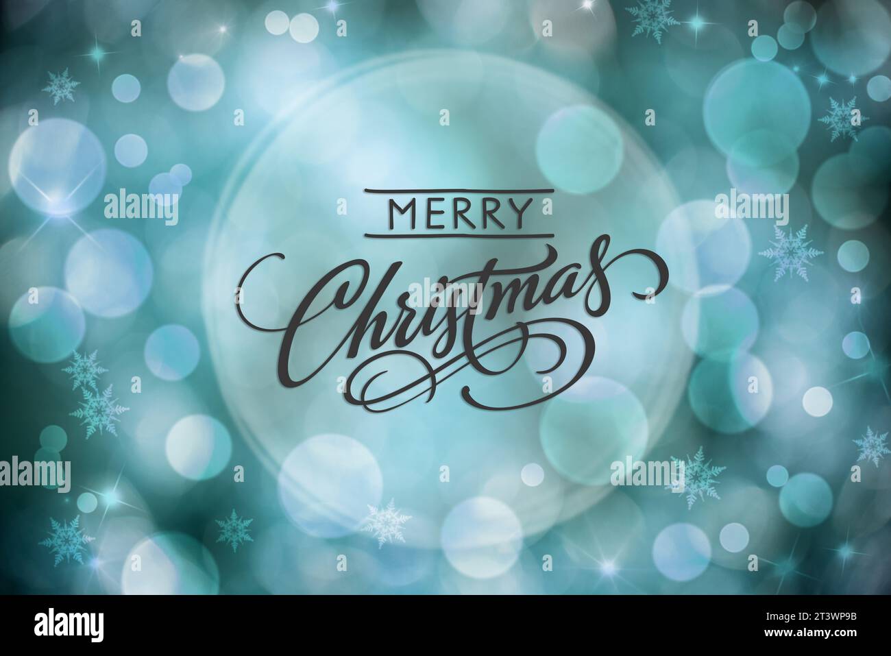 Blue and Blurry Christmas Background With Text Merry Christmas Stock ...