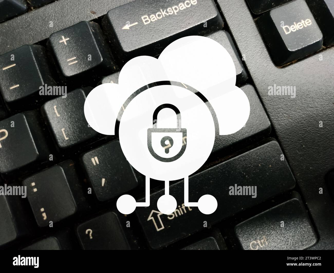Top view black keyboard and data security icon.Cyber security concept ...