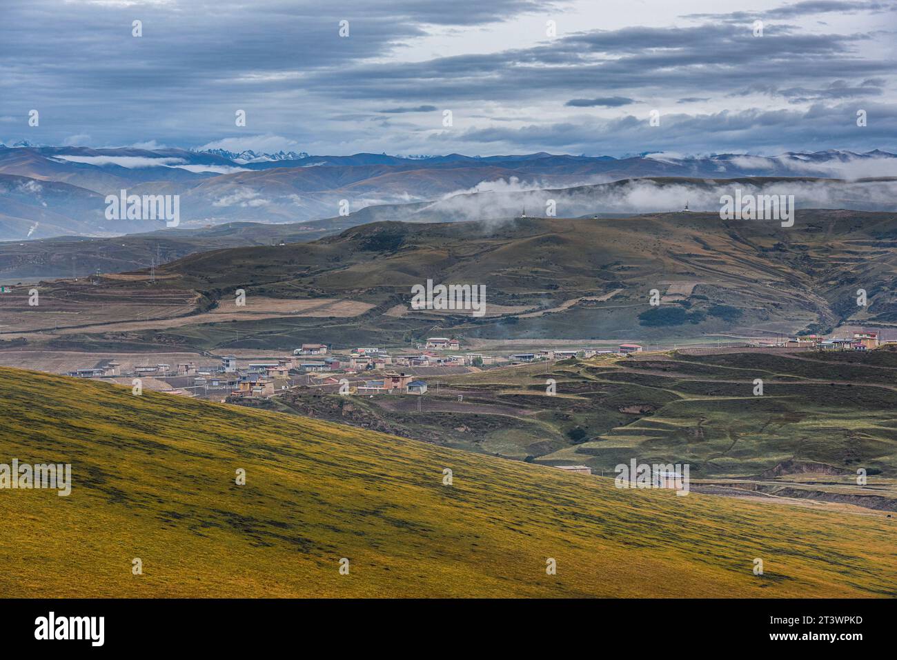 ABA, CHINA - OCTOBER 11, 2023 - The Langyi Temple is seen surrounded by ...
