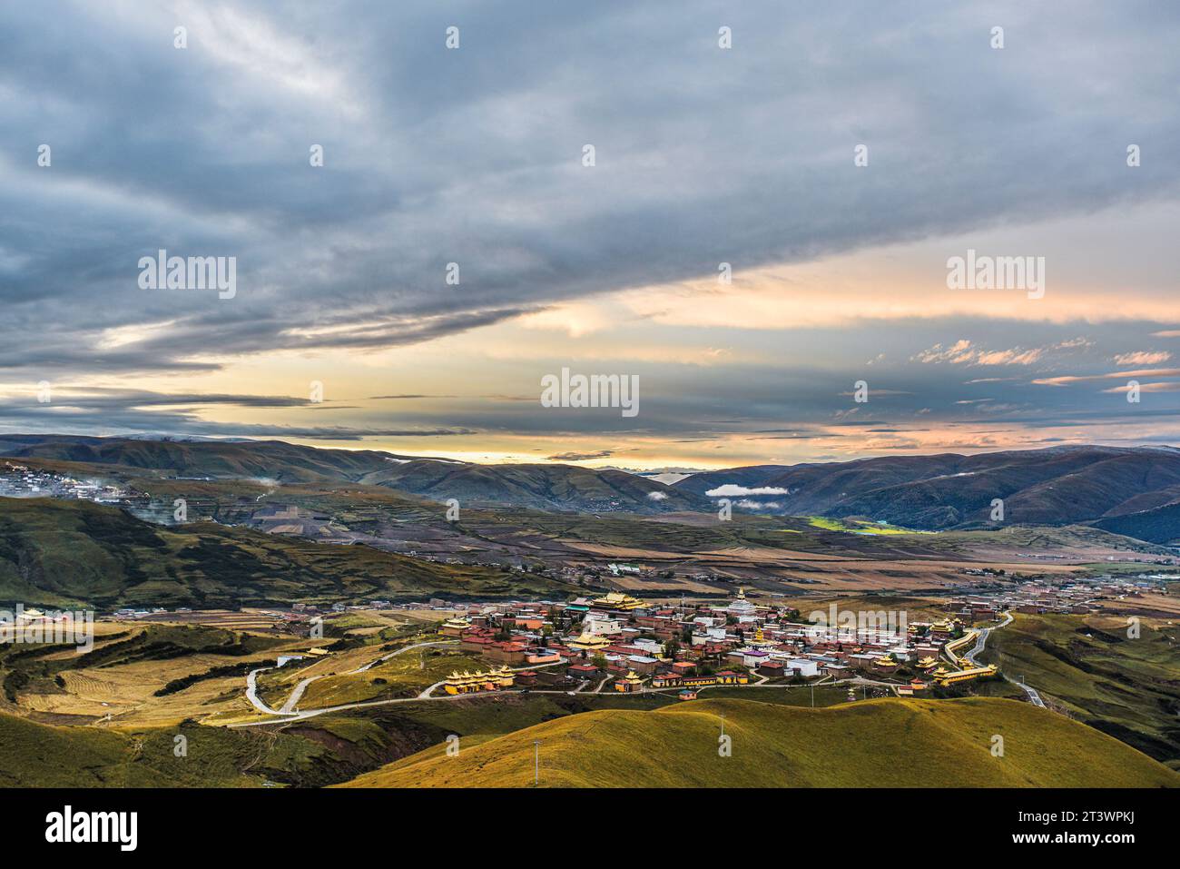 ABA, CHINA - OCTOBER 11, 2023 - The Langyi Temple is seen surrounded by ...